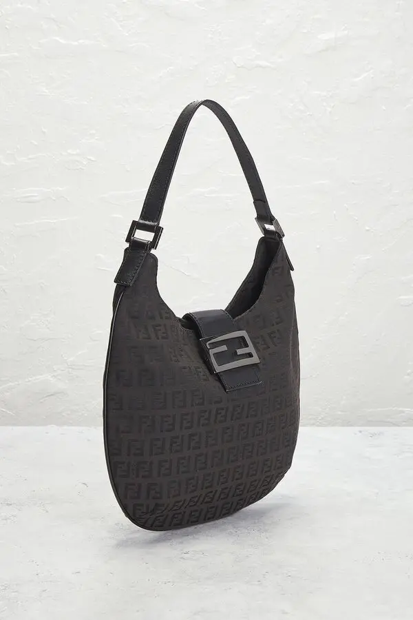 Fendi Zucchino Hobo Bag - Black