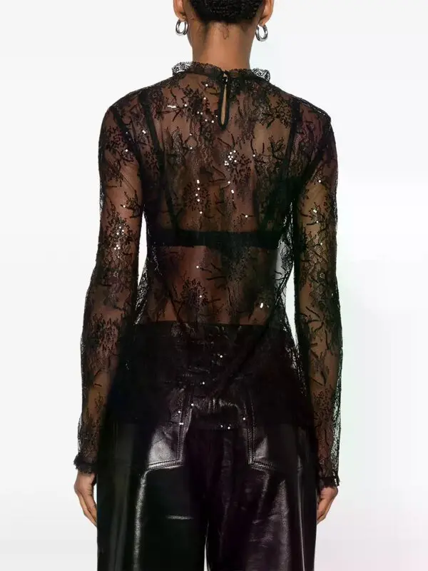 Alberta Ferretti Sequin Embellished Lace Top