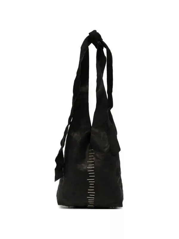 MA+ Staple Detail Leather Tote Bag - Black