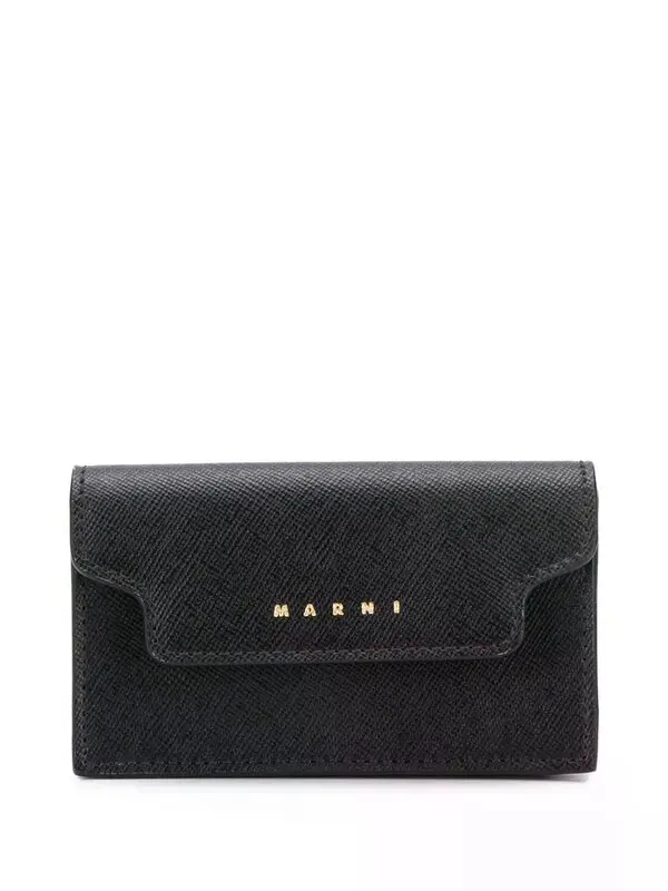Marni Logo-print Leather Card Case - Black
