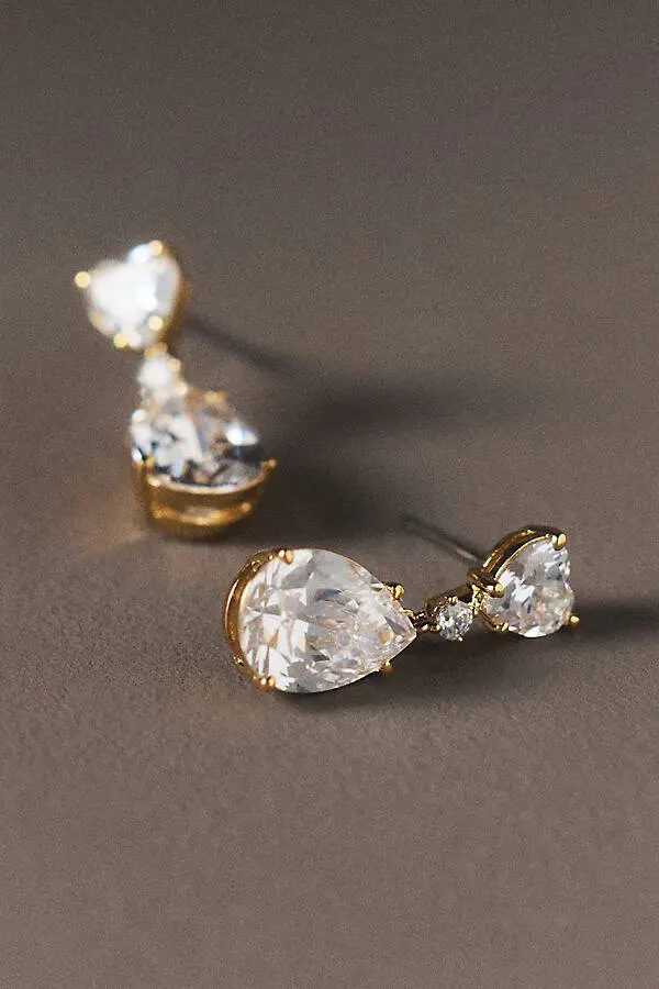 Nadri Cora Heart And Pear Stone Drop Earrings - Gold