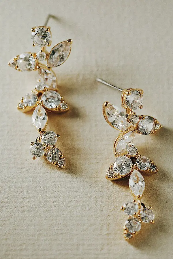 Nadri Floral Cluster Drop Earrings - Gold