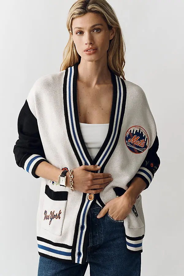 Mitchell & Ness Mlb Cardigan With Embroidered Details - Mets