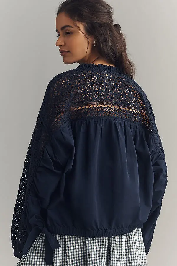 Anthropologie Lace Bomber Jacket