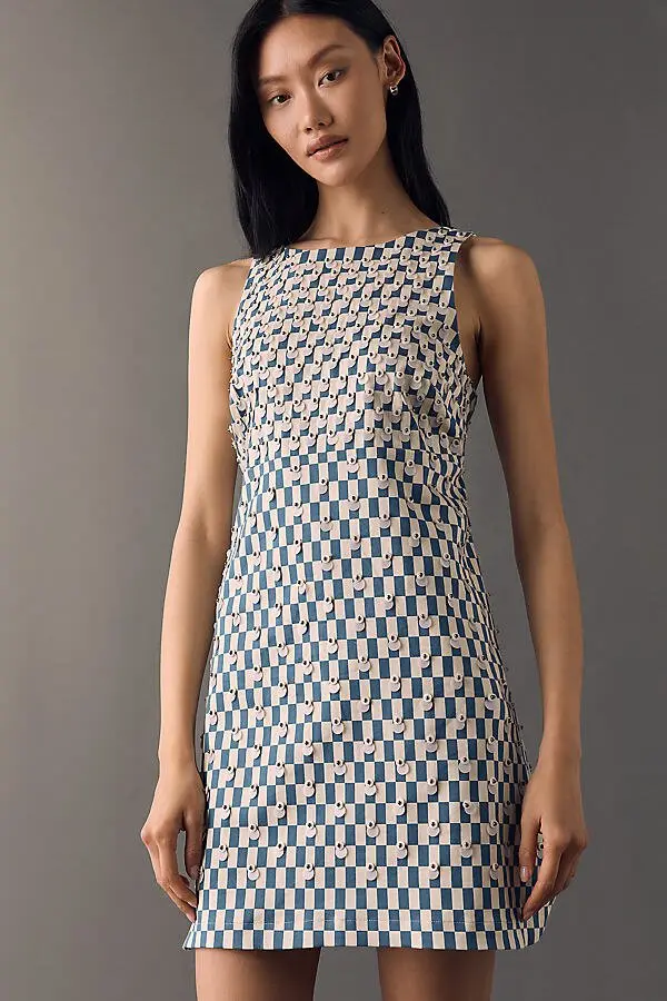 Maeve Cotton Blend Sequin Embellished Shift Dress