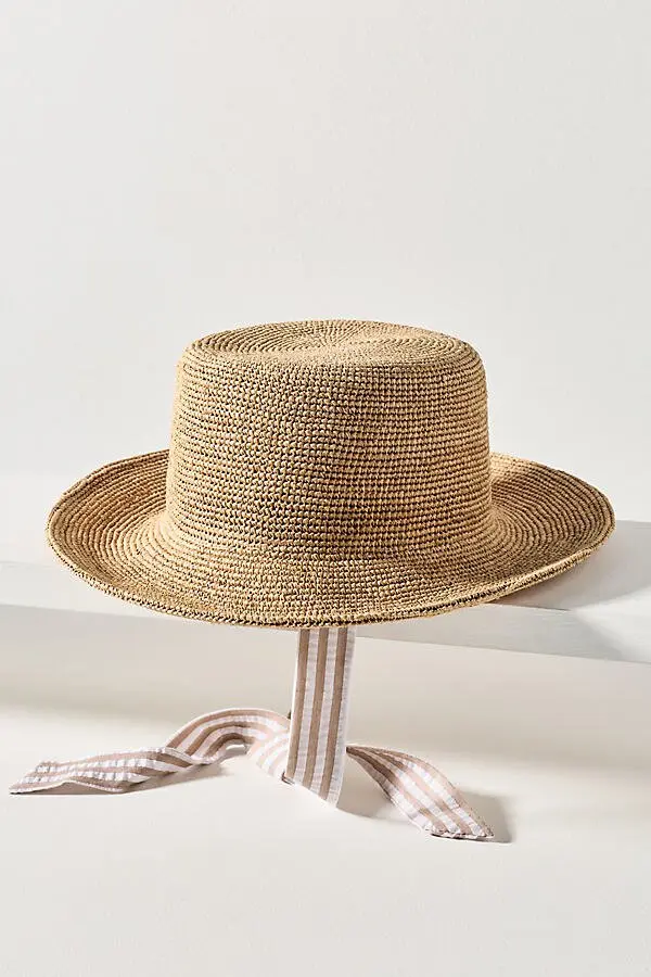 WYETH Crochet Raffia Bucket Hat - Neutral