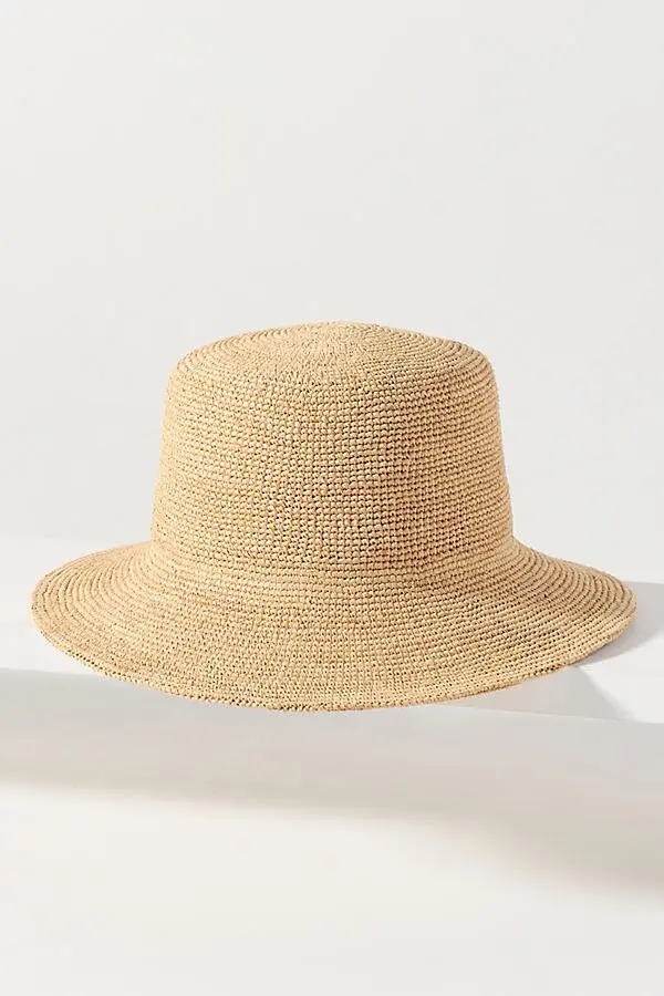 WYETH Crochet Raffia Bucket Hat - Yellow