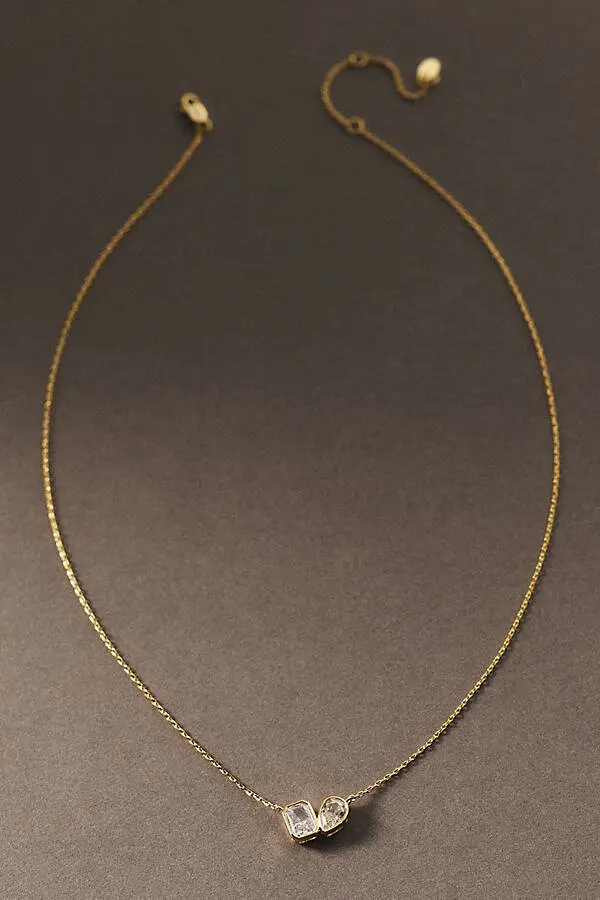 Shashi Toi Et Moi Bezel Necklace - Gold