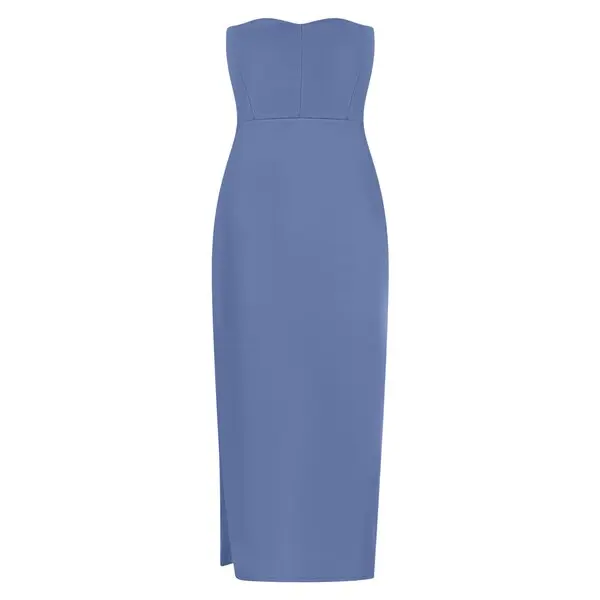 CELESTINE & MAE Alya Denim Midi Dress With Scalloped Neckline - Blue