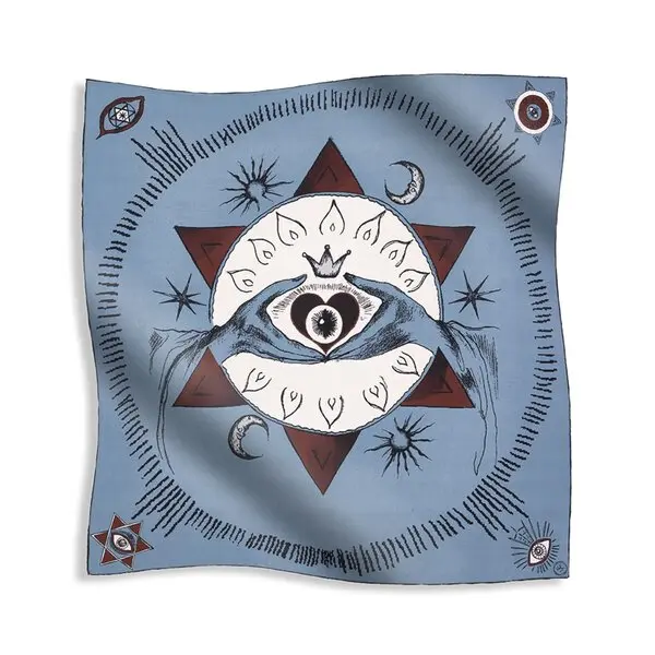 SELIN KUCUKSOZ Inner Vision Silk Scarf Moonlight - Blue/gray