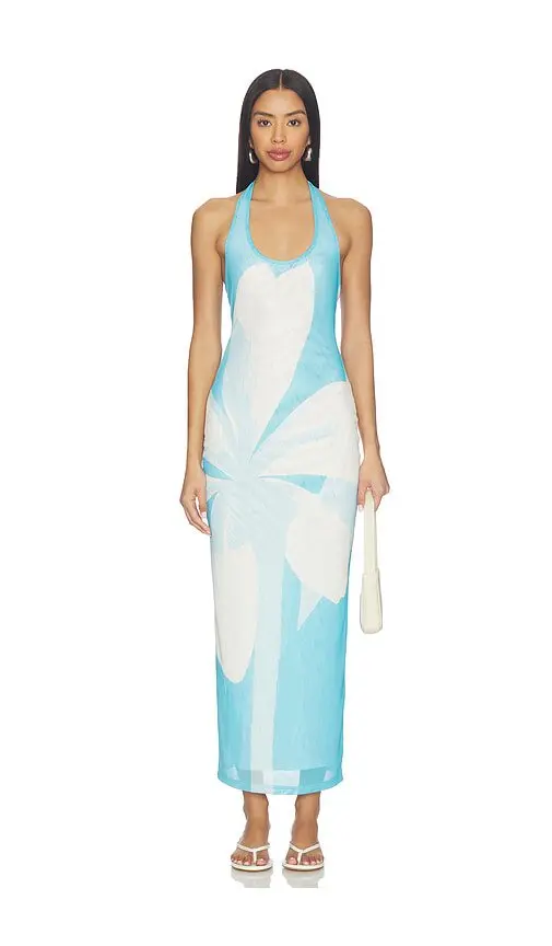 KULANI KINIS Mesh Halter Maxi Dress - Blue