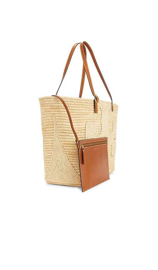 Tory Burch Ella Structured Straw Large Tote - Neutral