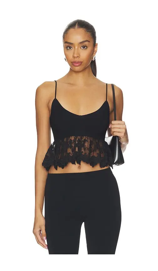 Tularosa Dora Knit Lace Tank - Black