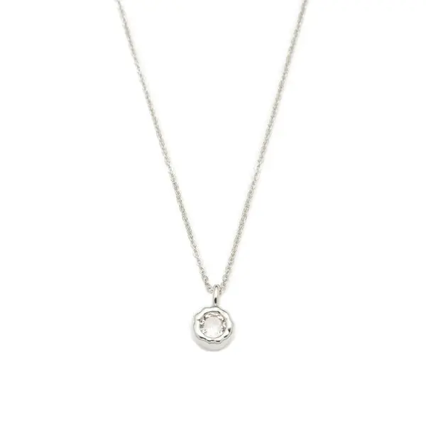 CLASSICHARMS Silver Molten Mini Solitaire Pendant Necklace With Cubic Zirconia - White/silver