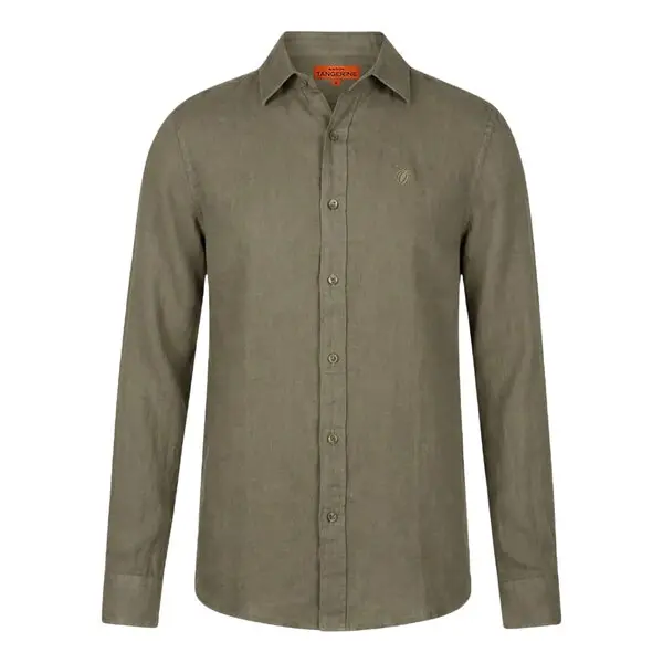 MAISON TANGERINE Linen Long Sleeve Shirt Khaki For - Green