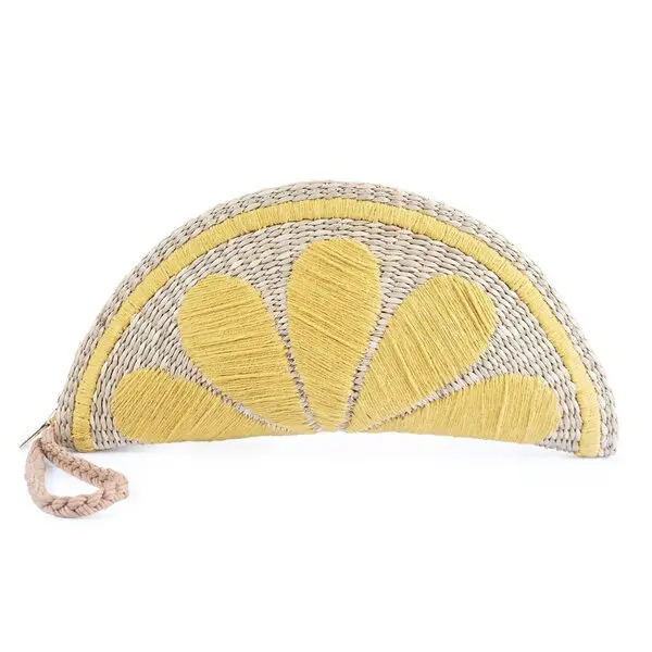JELAVU Woven Fruit Clutch - Yellow