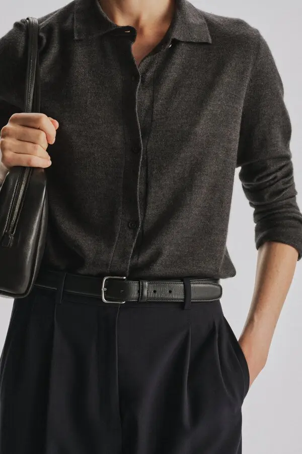 THE ROW Long Sleeve Collared Cardigan