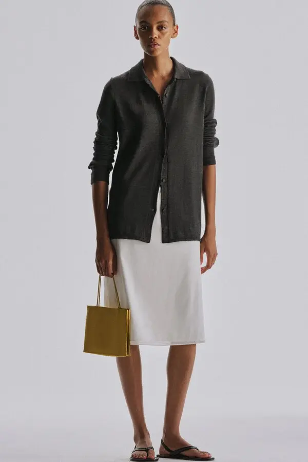 THE ROW Long Sleeve Collared Cardigan