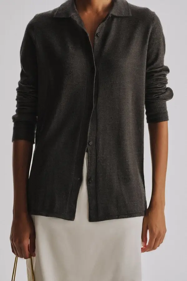 THE ROW Long Sleeve Collared Cardigan