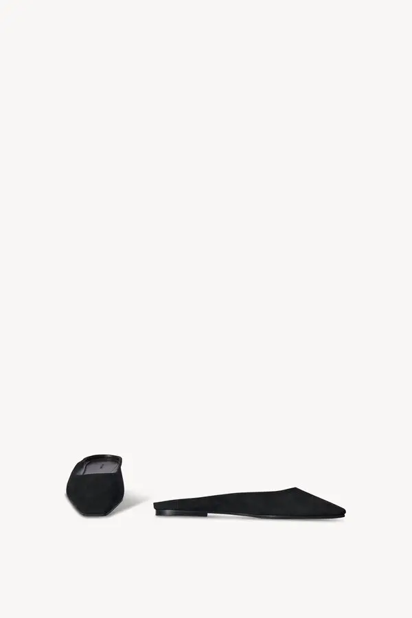 THE ROW June Mule In Goatskin Suede - Black