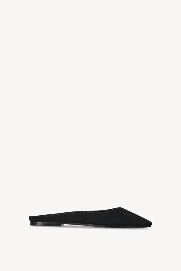 THE ROW June Mule In Goatskin Suede - Black