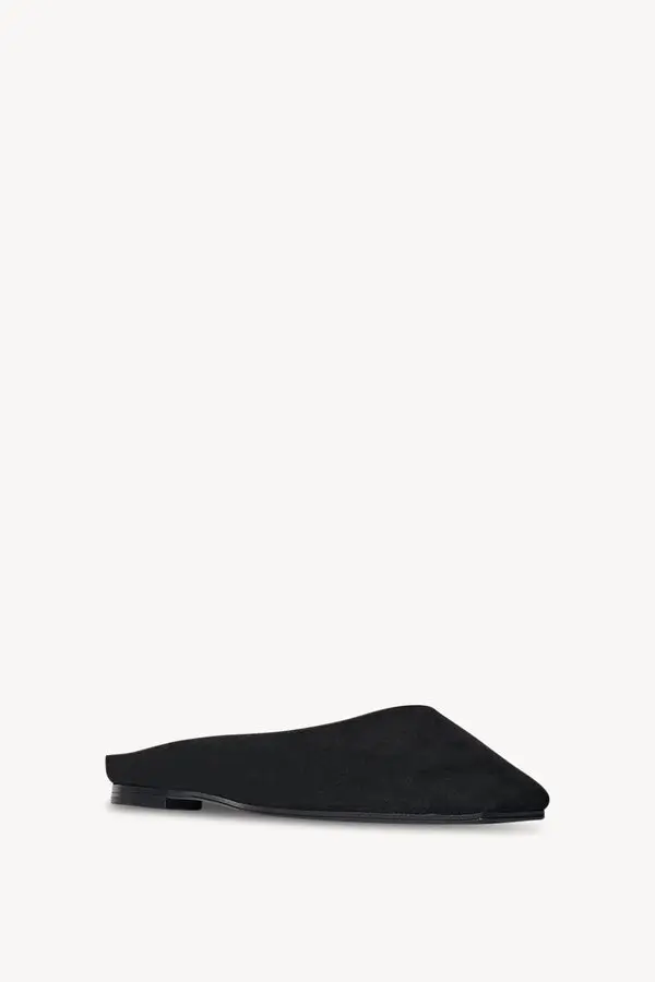 THE ROW June Mule In Goatskin Suede - Black