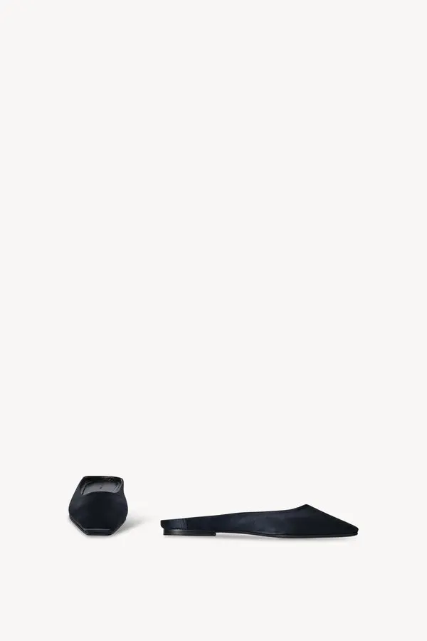 THE ROW June Mule In Goatskin Suede - Navy
