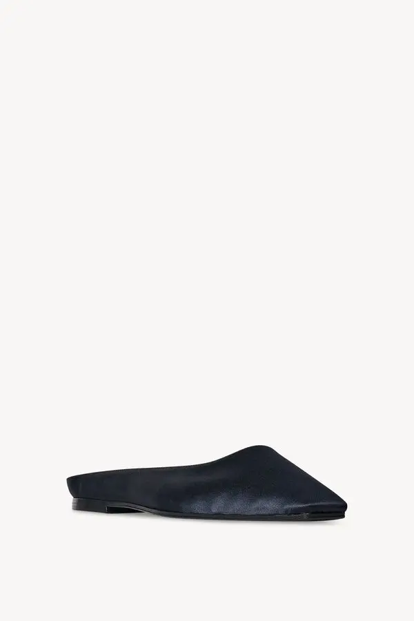 THE ROW June Mule In Goatskin Suede - Navy