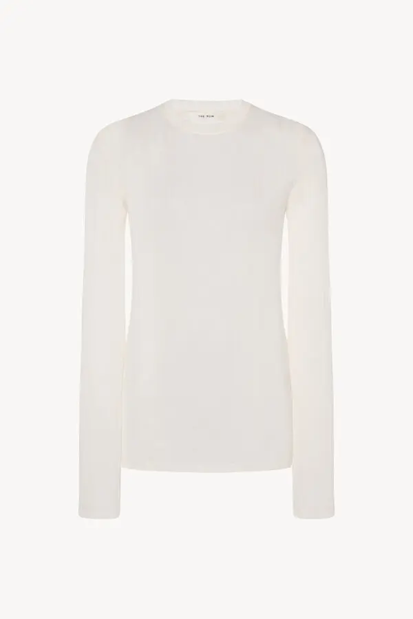 THE ROW Dantea Long Sleeve Ribbed Crewneck T-shirt - Ivory