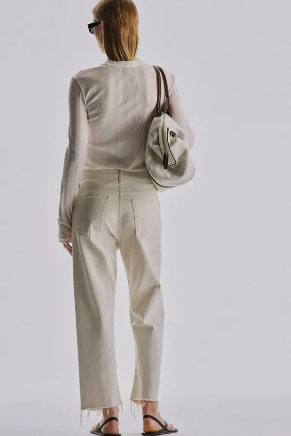 THE ROW Dantea Long Sleeve Ribbed Crewneck T-shirt - Ivory