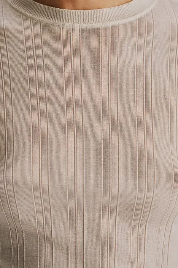 THE ROW Dantea Long Sleeve Ribbed Crewneck T-shirt - Ivory