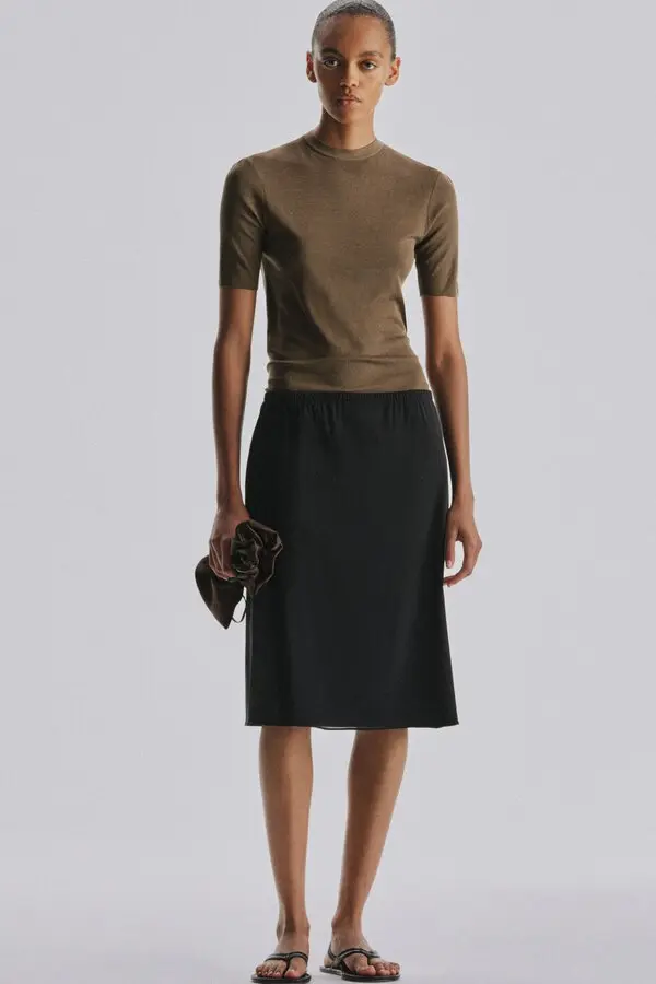 THE ROW Ozzi Silk Jersey Top - Nut Brown