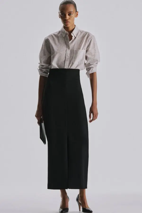 THE ROW Iphora Skirt Full Length Column Wool Skirt