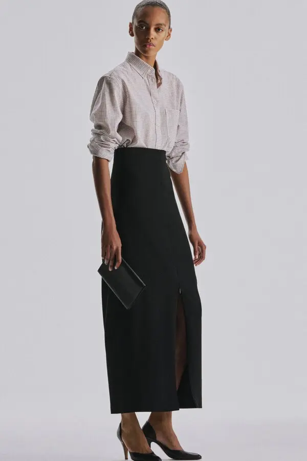 THE ROW Iphora Skirt Full Length Column Wool Skirt