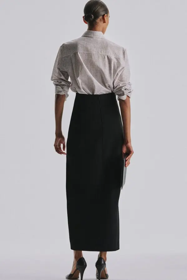 THE ROW Iphora Skirt Full Length Column Wool Skirt