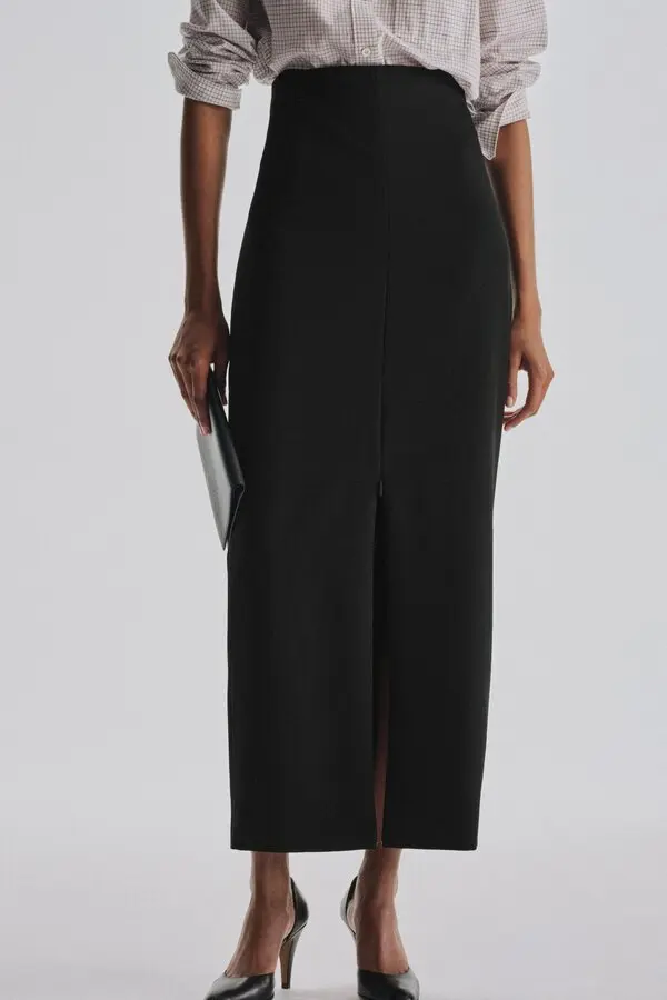 THE ROW Iphora Skirt Full Length Column Wool Skirt