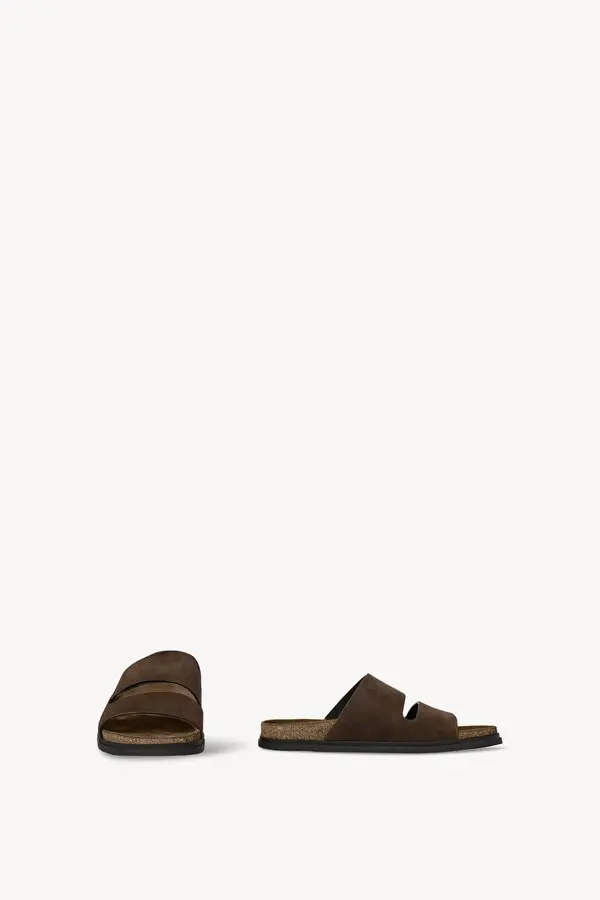 THE ROW Suede Band Sandals - Lacquer Brown