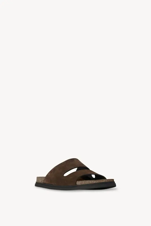 THE ROW Suede Band Sandals - Lacquer Brown