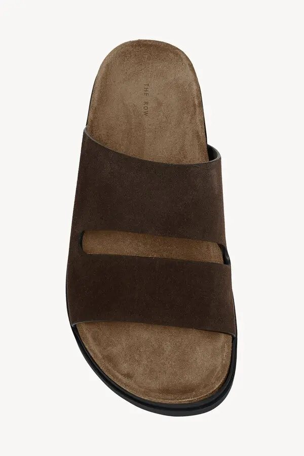 THE ROW Suede Band Sandals - Lacquer Brown
