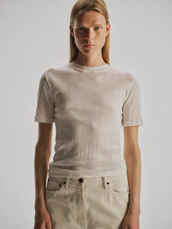 THE ROW Etina Short-sleeve Crewneck T-shirt - Ivory