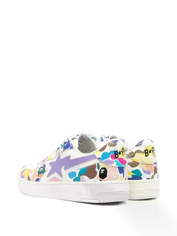 A BATHING APE Camo-print Leather Sneakers - White
