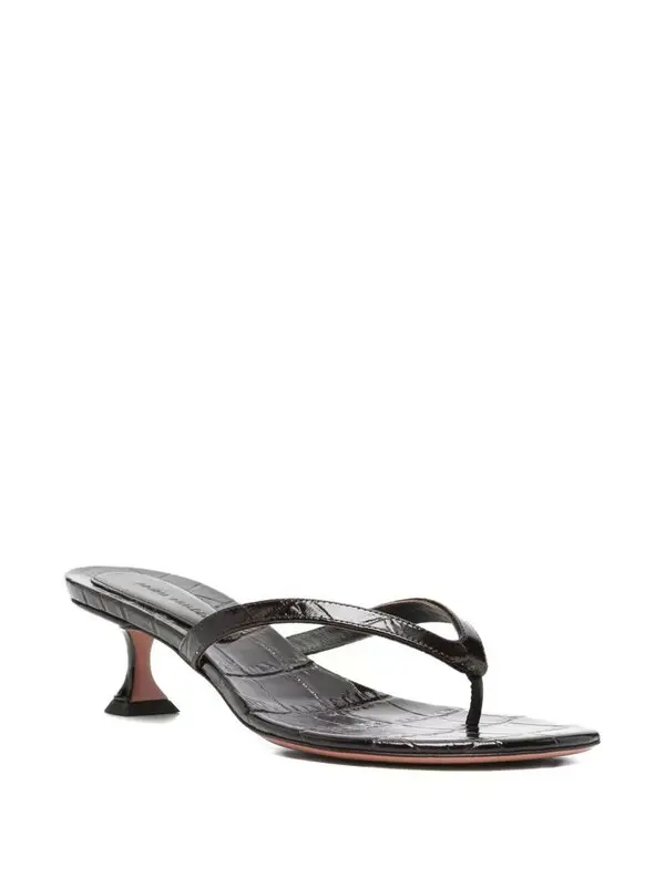Amina Muaddi Juliette Crocodile-effect Leather Sandals - Brown