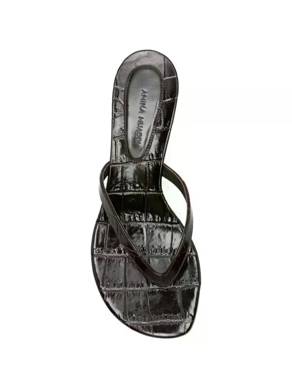 Amina Muaddi Juliette Crocodile-effect Leather Sandals - Brown