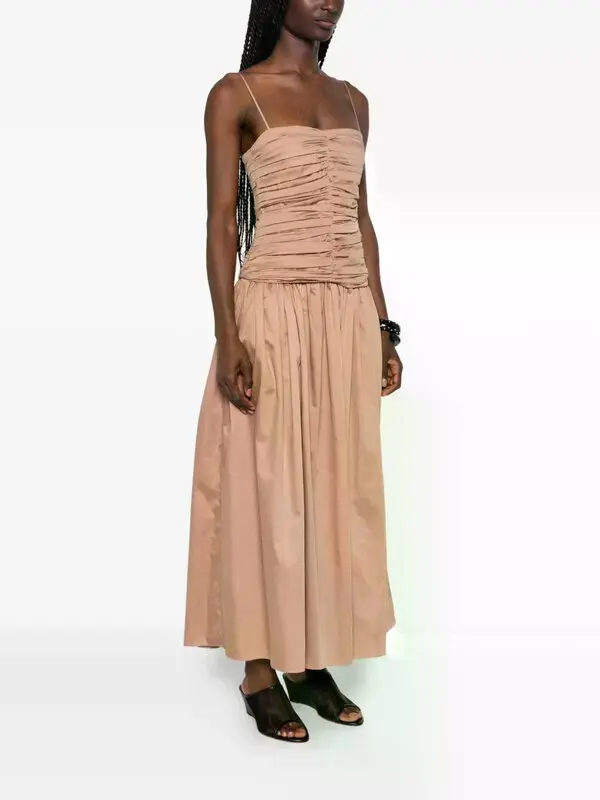 Tove Amina Ruched Bodice Midi Dress - Neutrals