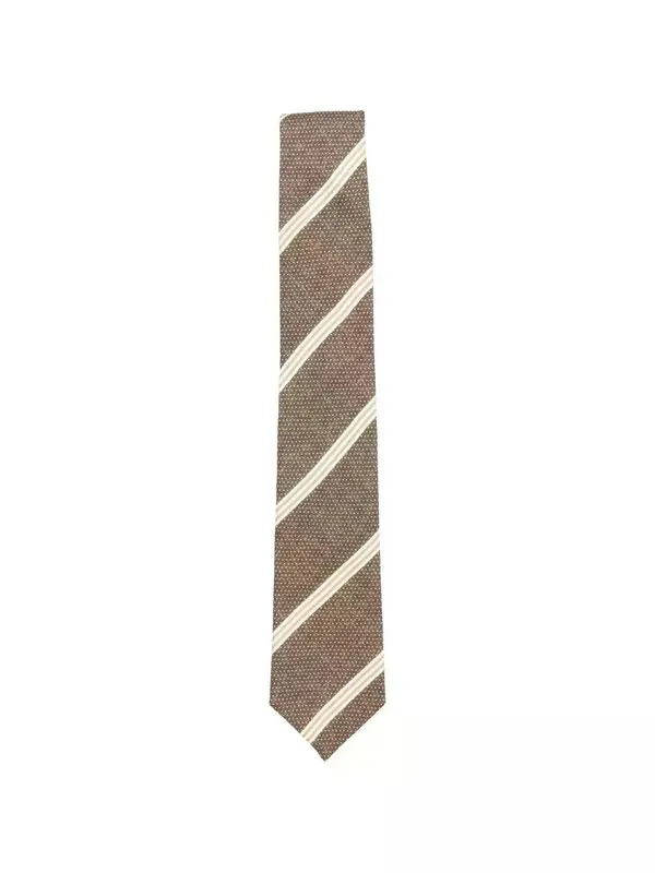 GIERRE MILANO Silk Tie With Stripe And Polka-dot Pattern - Brown