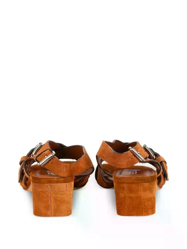 Elena Iachi Croc-effect Buckled Sandals