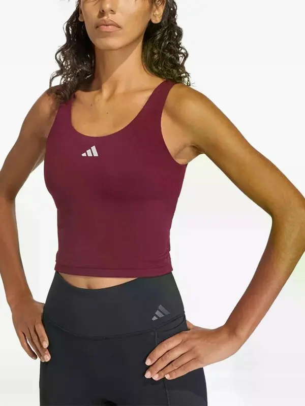 Adidas 3-stripes Studio All Me Logo-print Cropped Tank Top