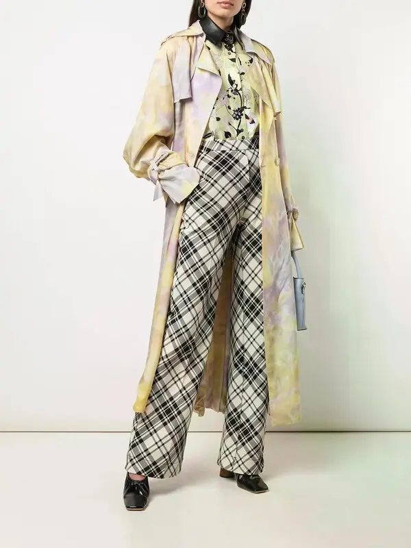 ELLERY Flared Plaid Wool Trousers