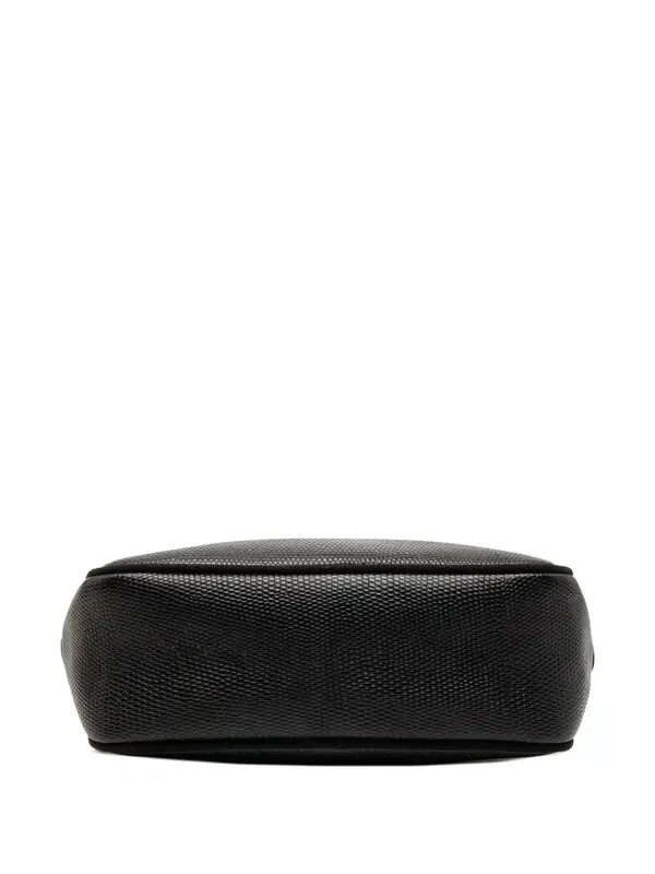 FERRAGAMO Lizard Embossed Leather Crossbody Bag - Black