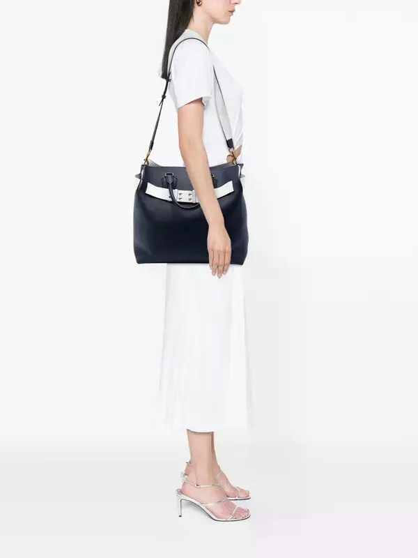 Burberry Large Leather Belt Bag Satchel - Blue